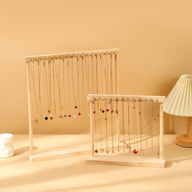 Solid Wood Necklace Display Rack Bracelet Jewelry Organizer Storage ...