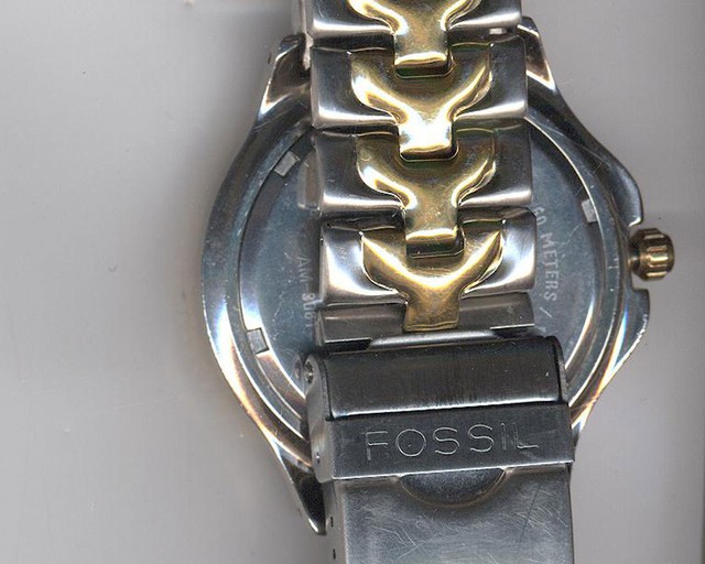 Fossil Blue Am-3081 Stainless Steel Two Tone Wristwatch 50m Water ...