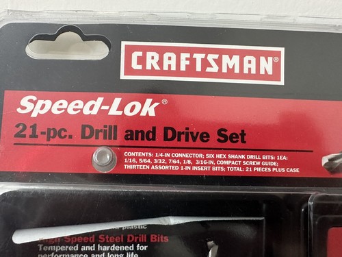 Vintage NOS CRAFTSMAN Professional 21pc Speed Lok Drill Drive Bit Set ...