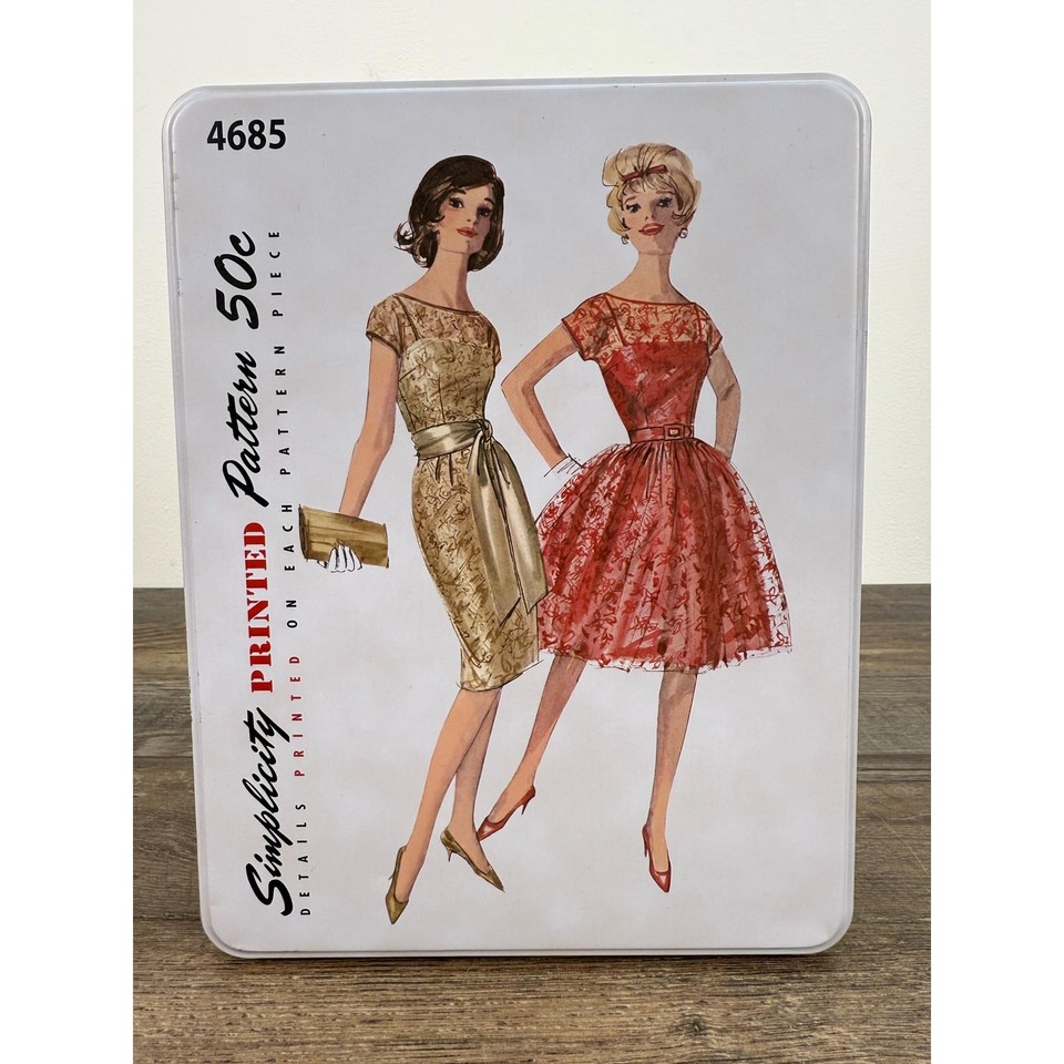 Simplicity Retro Design Storage Tin Box Sewing Pattern Tin #4685 ...