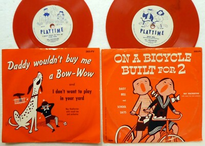 RAY HEATHERTON Lot of 2x6" singles RED color 78rpm 1951 childrens #1012 ...