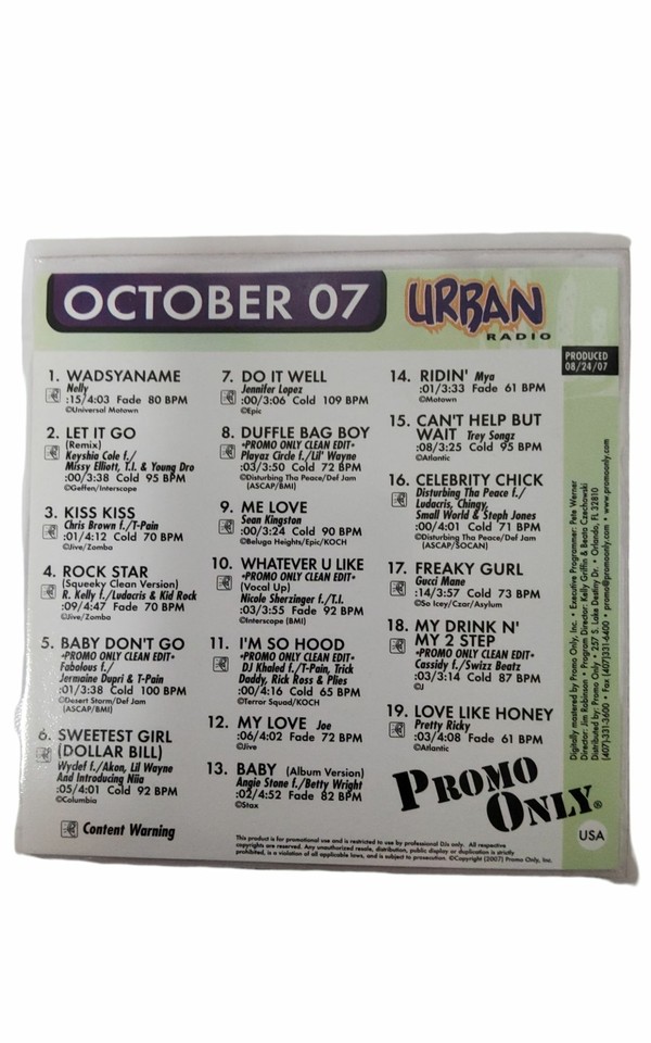 oct.2007 dj promo radio urban genre cd disc various artist see picture ...