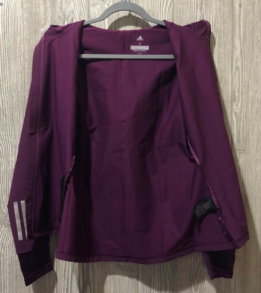 ADIDAS Response Soft Shield Reflective Running Jacket Red Night Maroon ...