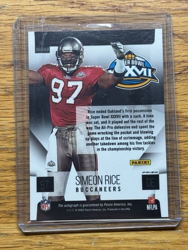 Simeon Rice 2022 Panini Super Bowl Silver On Card Auto SSP | eBay
