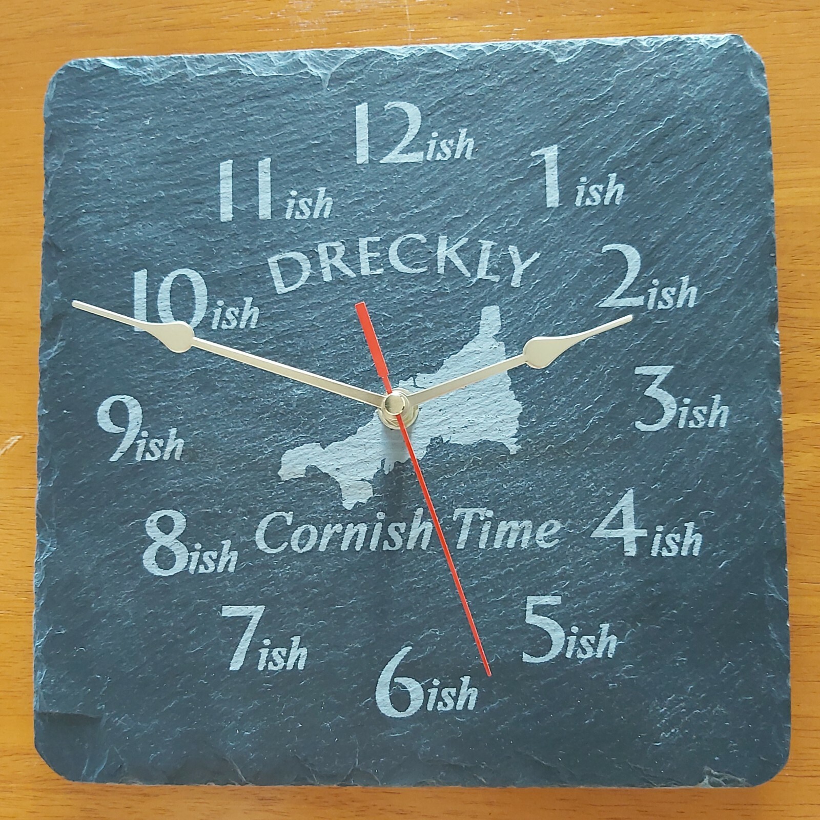 Dreckly Slate Clock - Etched in Cornwall (map design) Cornish Clock | eBay