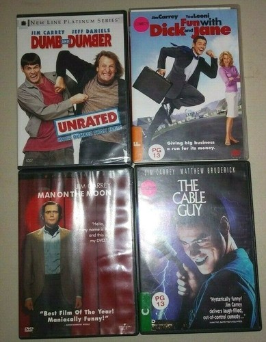 4 Jim Carrey Comedy DVD Bundle Lot - DUMB & DUMBER, CABLE GUY, MAN ON ...