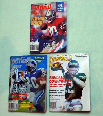 3 FOOTBALL DIGEST NFL Magazine JERRY RICE Barry Sanders Randall ...