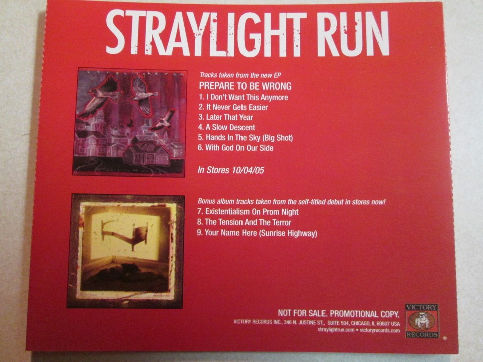 STRAYLIGHT RUN PREPARE TO BE WRONG EP PROMO CD W/3 BONUS TRKS FROM ...