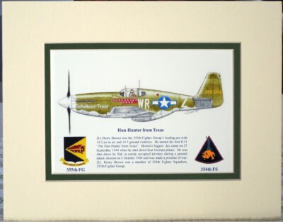355FG 2Lt Henry Brown's "Hun Hunter from Texas" P-51B Mustang 8X10 ...