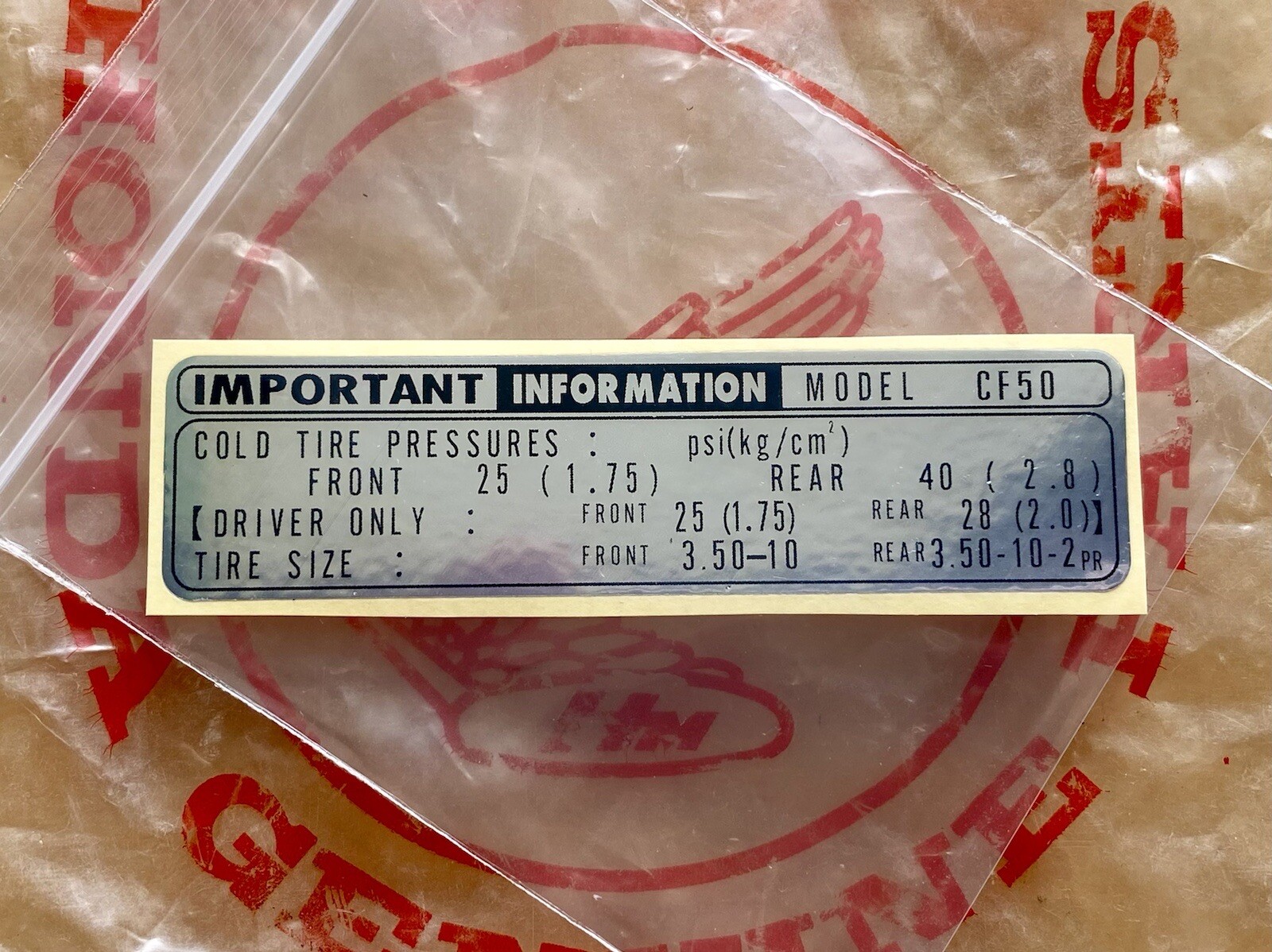 HONDA CF50 CHALY DECAL STICKER CAUTION SET 7 Pcs. | eBay