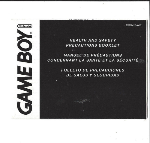 Vintage Nintendo Game Boy Health & Safety Precautions Booklet Manual ...
