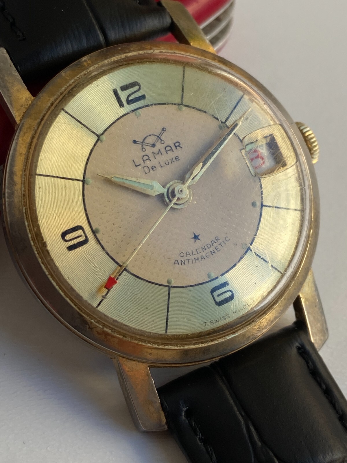 Vintage RARE Men Wrist Watch LAMAR DE LUXE CALENDAR T… - Gem