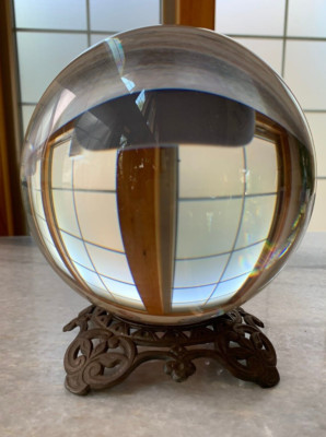 MASSIVE 8", Antique, Crystal Ball w/Ornate Floral, Victorian, Finely ...