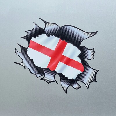 England English Flag Ripped Carbon Fibre External Vinyl Sticker Decal ...