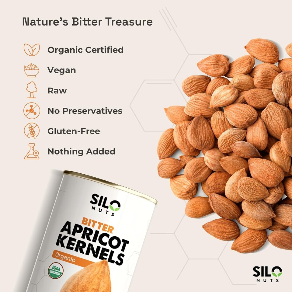 Organic Bitter Raw Apricot Kernel Premium Seeds 16oz Gluten USDA GLUTEN ...