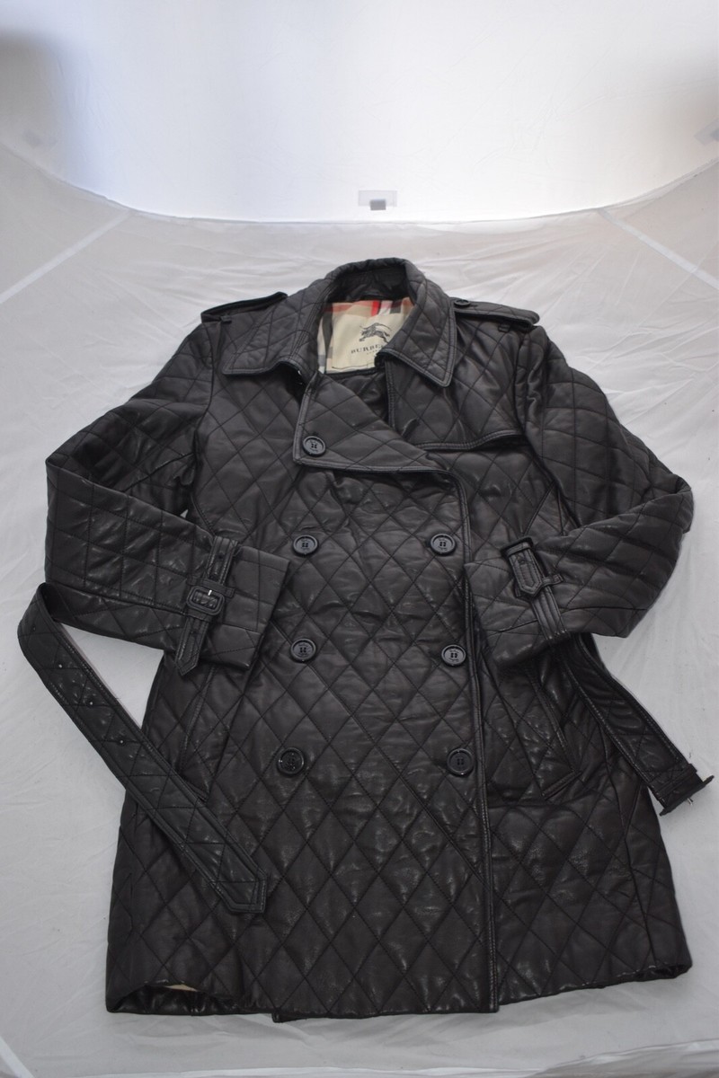 Burberry Black Quilted Leather Button Belted Biker Jacket Burberry Black Quilted Leather Button Belted Biker Jacket