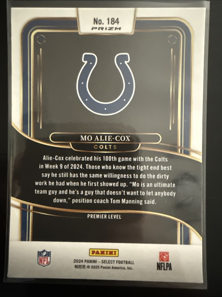 2024 Panini Select - Premier Level Mo Alie-Cox #184 Black & Red Shock ...
