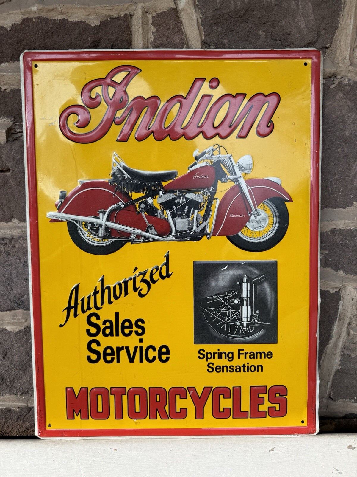 Vintage Indian Motorcycle Sign Single Side Painted Embossed | eBay