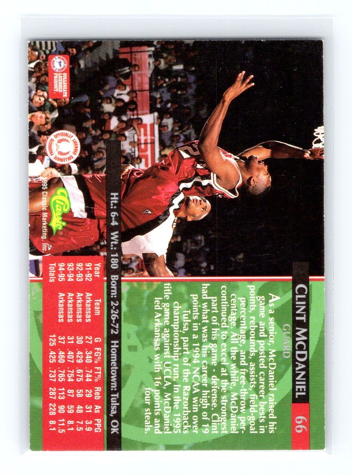 1995 Classic #66 Clint McDaniel | eBay