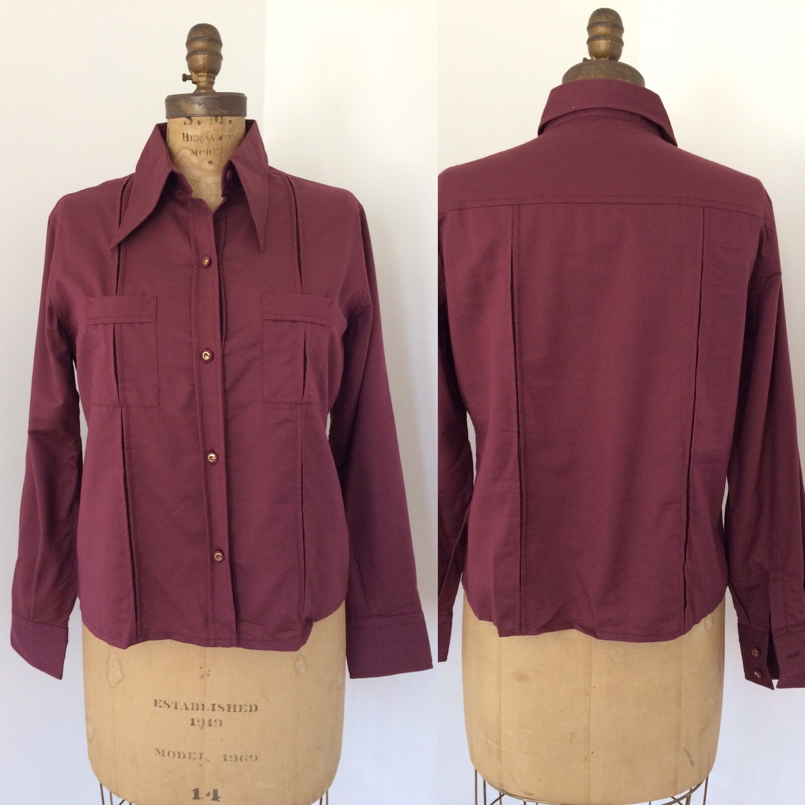 Gucci 1970's Vintage Dagger Collar Button Down With G… - Gem