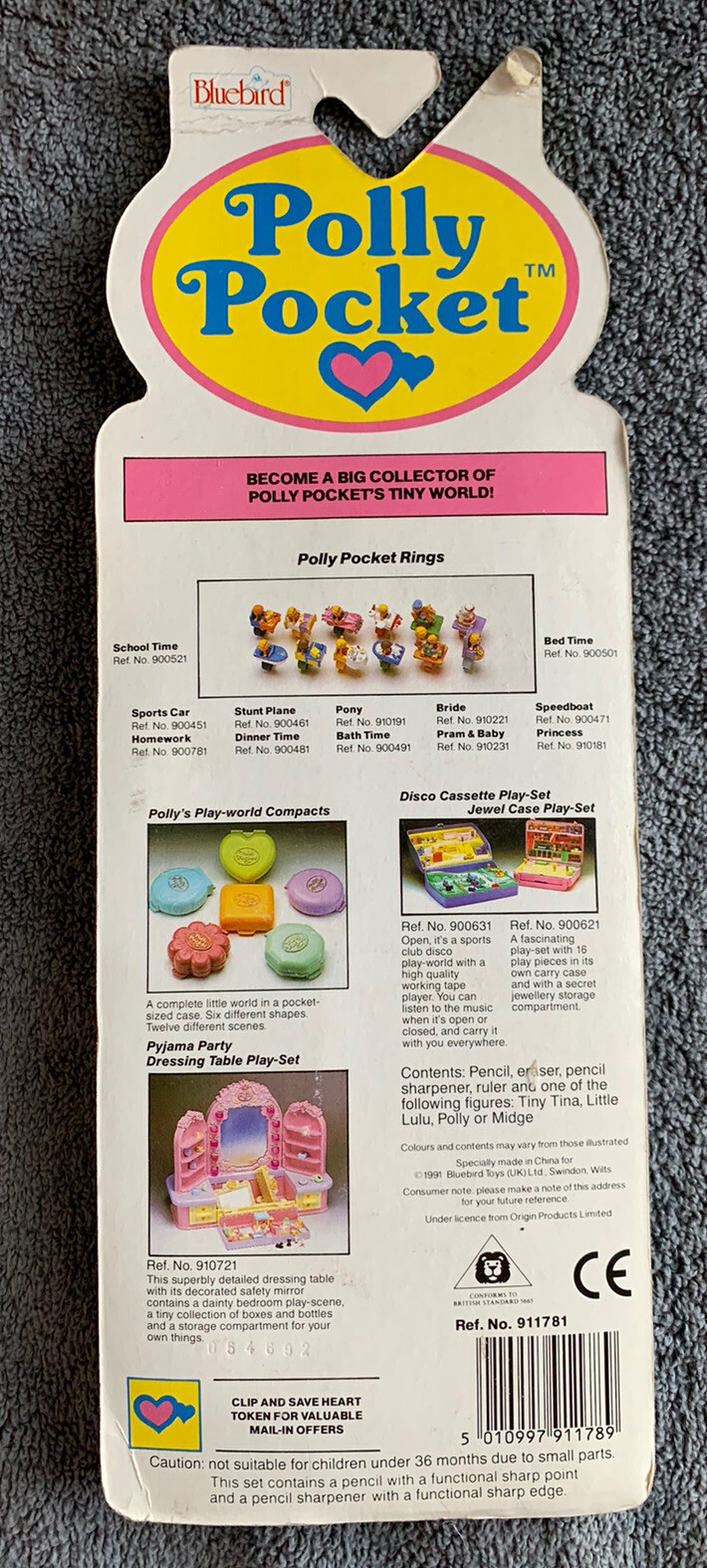 POLLY POCKET 6pc POLLY’S DRAWING SET NEW SEALED BLUEBIRD VINTAGE 1991 ...