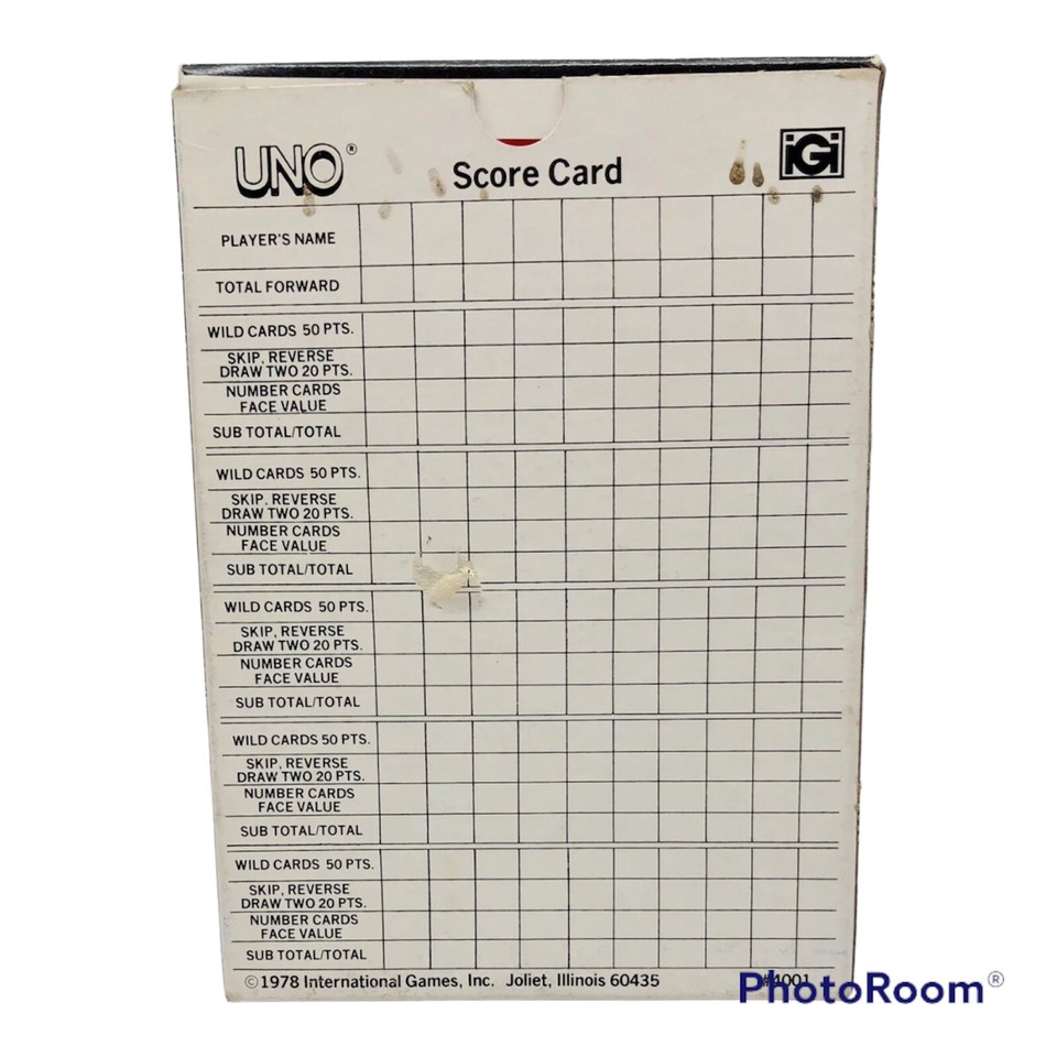 Vintage 1978 Deluxe Uno Card Game SCORE PAD ONLY | eBay