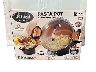 Gotham Steel 5 Quart Nonstick Ceramic Pasta Pot with Twist & Lock ...