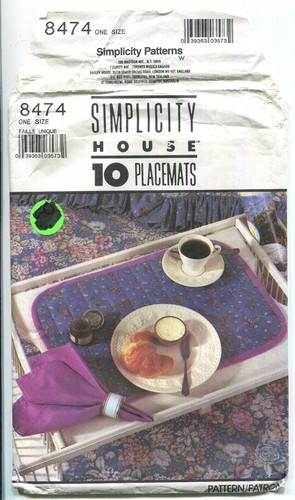 SIMPLICITY SEWING PATTERN 8474 10 PLACEMATS UNCUT 1987 | eBay