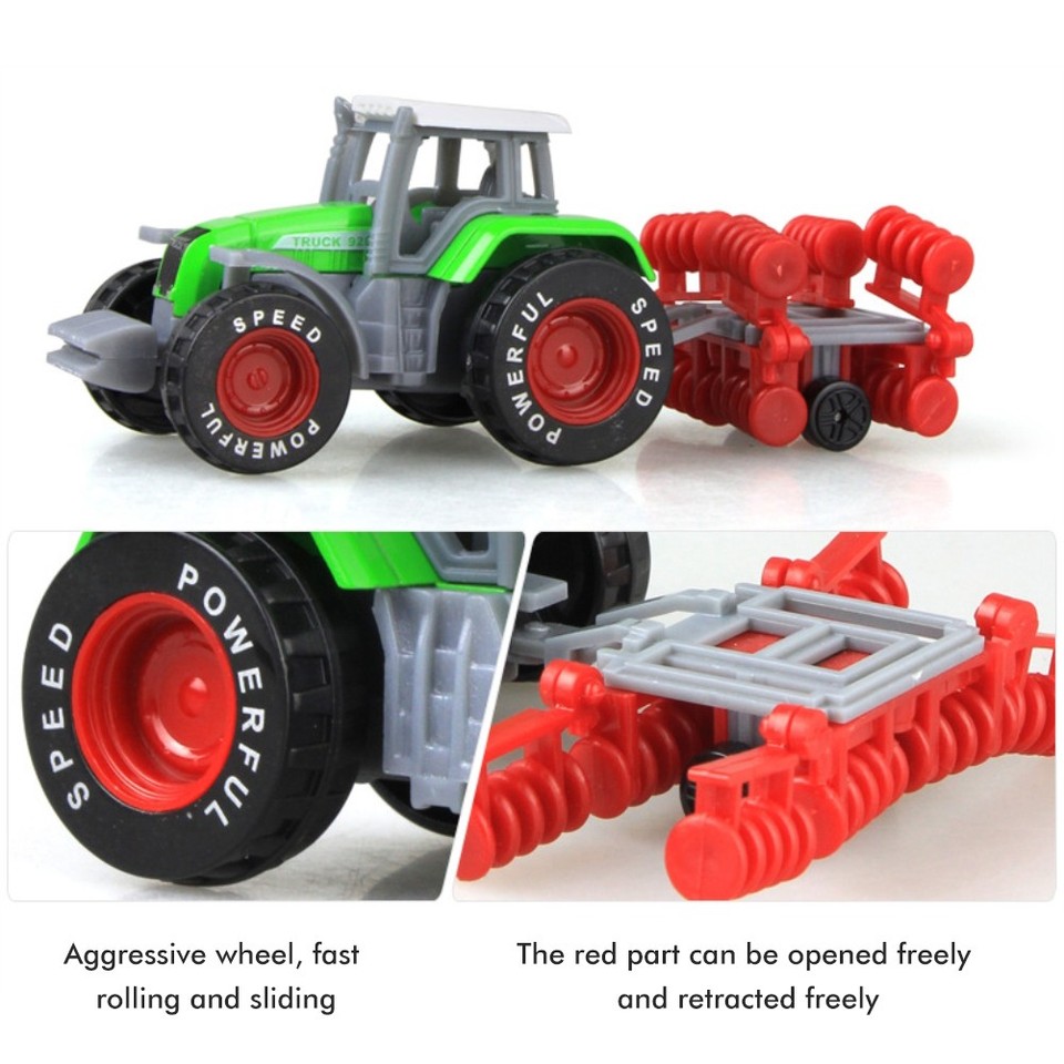 4 Pcs Alloy Farm Tractor Toy Set Engineering Car Model Farm Vehicles ...