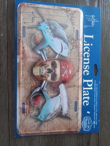 Pirate With Sharks License Plate by Guy Harvey. Durable Metal Tag ...