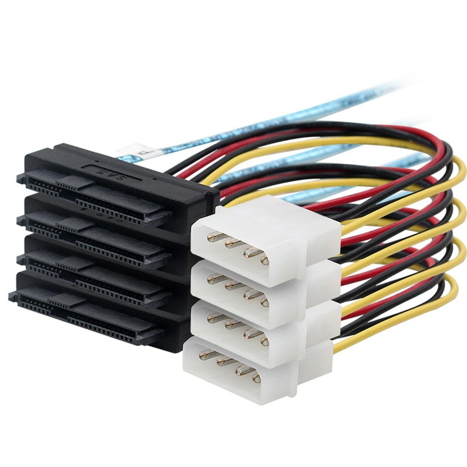 SFF-8643 Internal Mini SAS HD to 4X 29pin SFF-8482 connectors Power ...