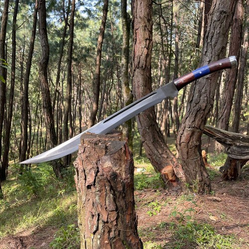 Custom Handmade Carbon Steel Survival Machete Sword Hunting Sword ...