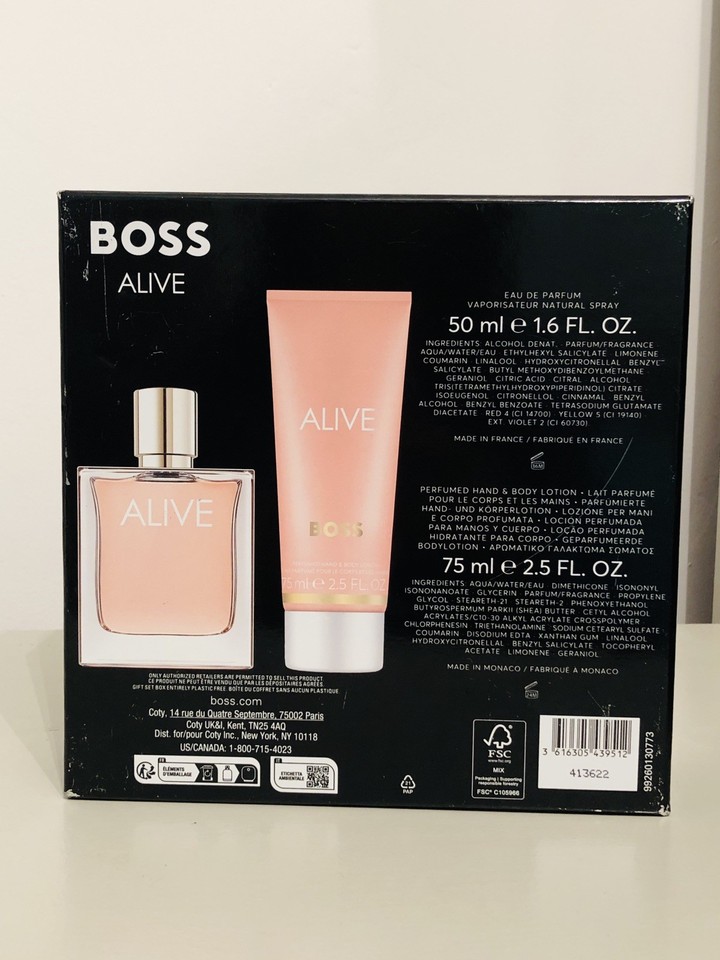 HUGO BOSS ALIVE WOMENS PERFUME GIFT SET 50ML EDP + 75ML HAND & BODY ...