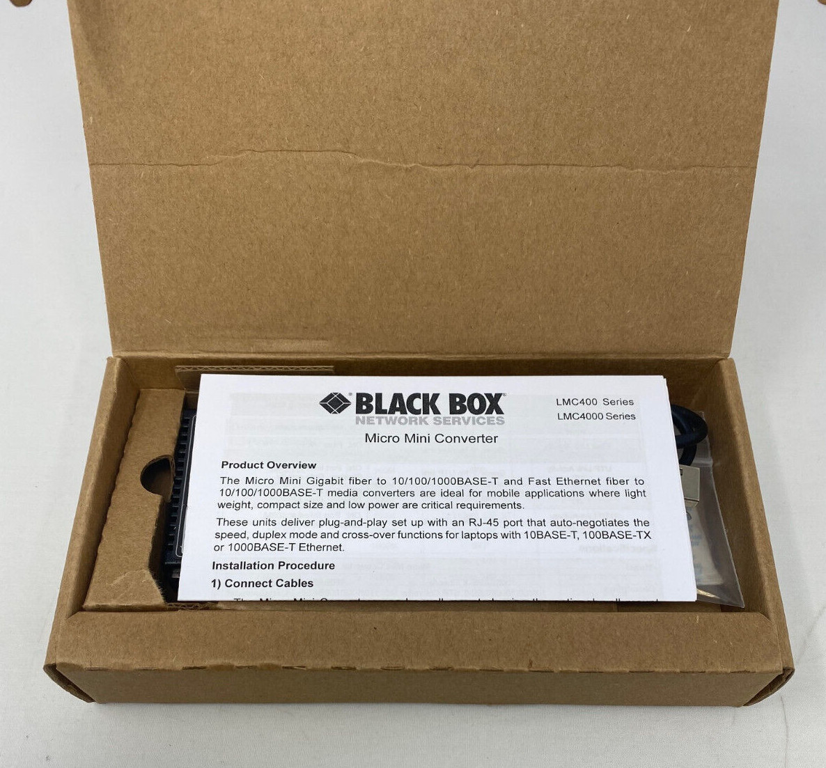 Black Box Micro Mini Media Converter, 10-/100-/1000-Mbps Copper to 100 ...