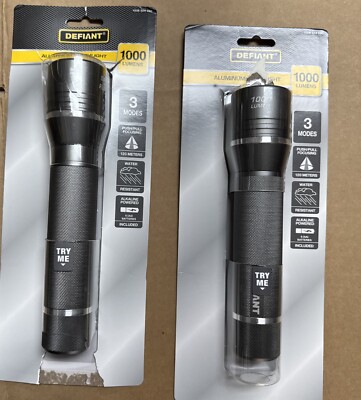 Defiant 1000 lms LED Slide-to-Focusing Aluminum Flashlight GREY 2pk | eBay