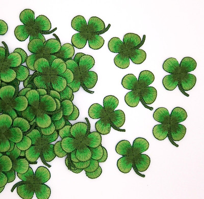 3 pack green with brown hue shamrocks/4 leaf clovers Embroidered Iron on Patches | eBay