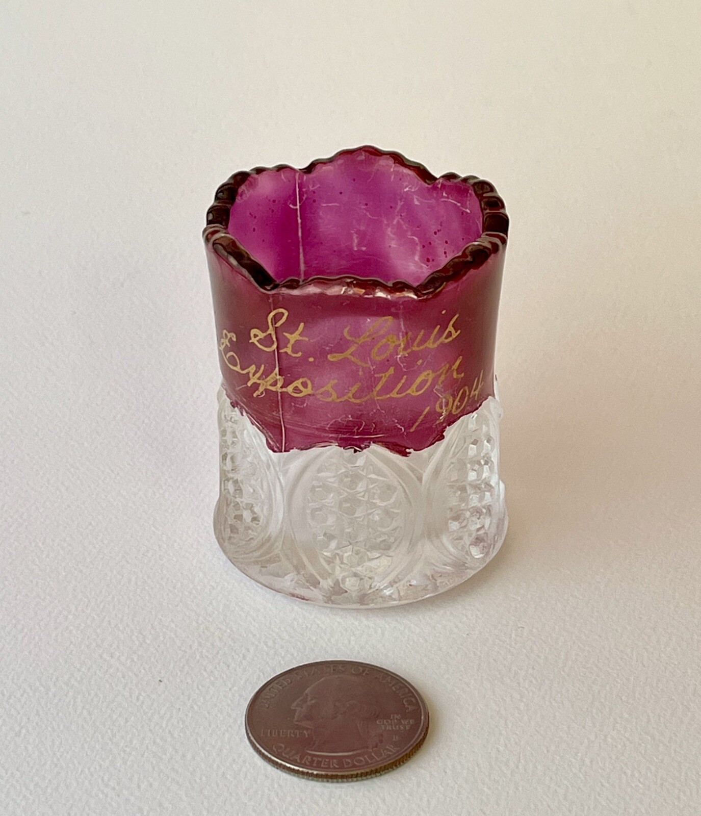 ⭐️ 1904 ST. LOUIS EXPOSITION Flash Ruby Cran. Glass SOUVENIR Toothpick ...