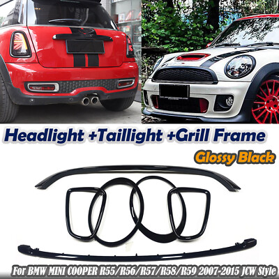 Front+Rear Light Eyelid Frame Grille Trim For MINI COOPER R55/R56/R57 ...