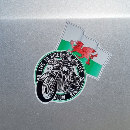 Biker Wales Welsh Dragon Flag Live to Ride Vinyl Sticker For Car Van ...