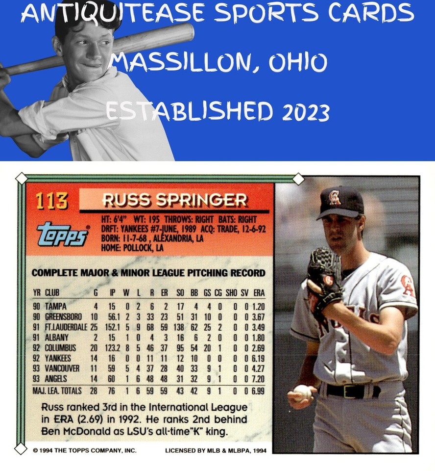 1994 Topps Gold #113 Russ Springer | eBay