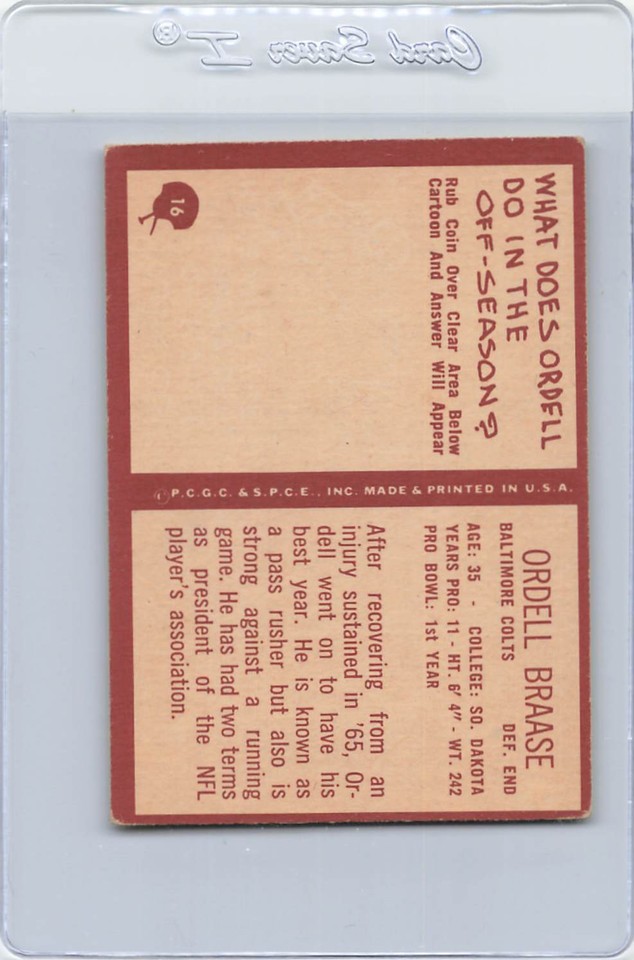 1967 Philadelphia #16 Ordell Braase Colts EX/MT *DA-C9310 | eBay