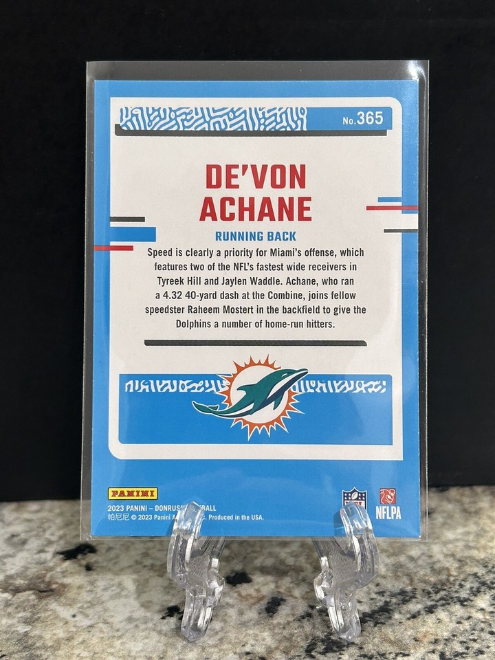 Devon Achane Rated Rookie RC 2023 Donruss Card #365 Miami Dolphins | eBay