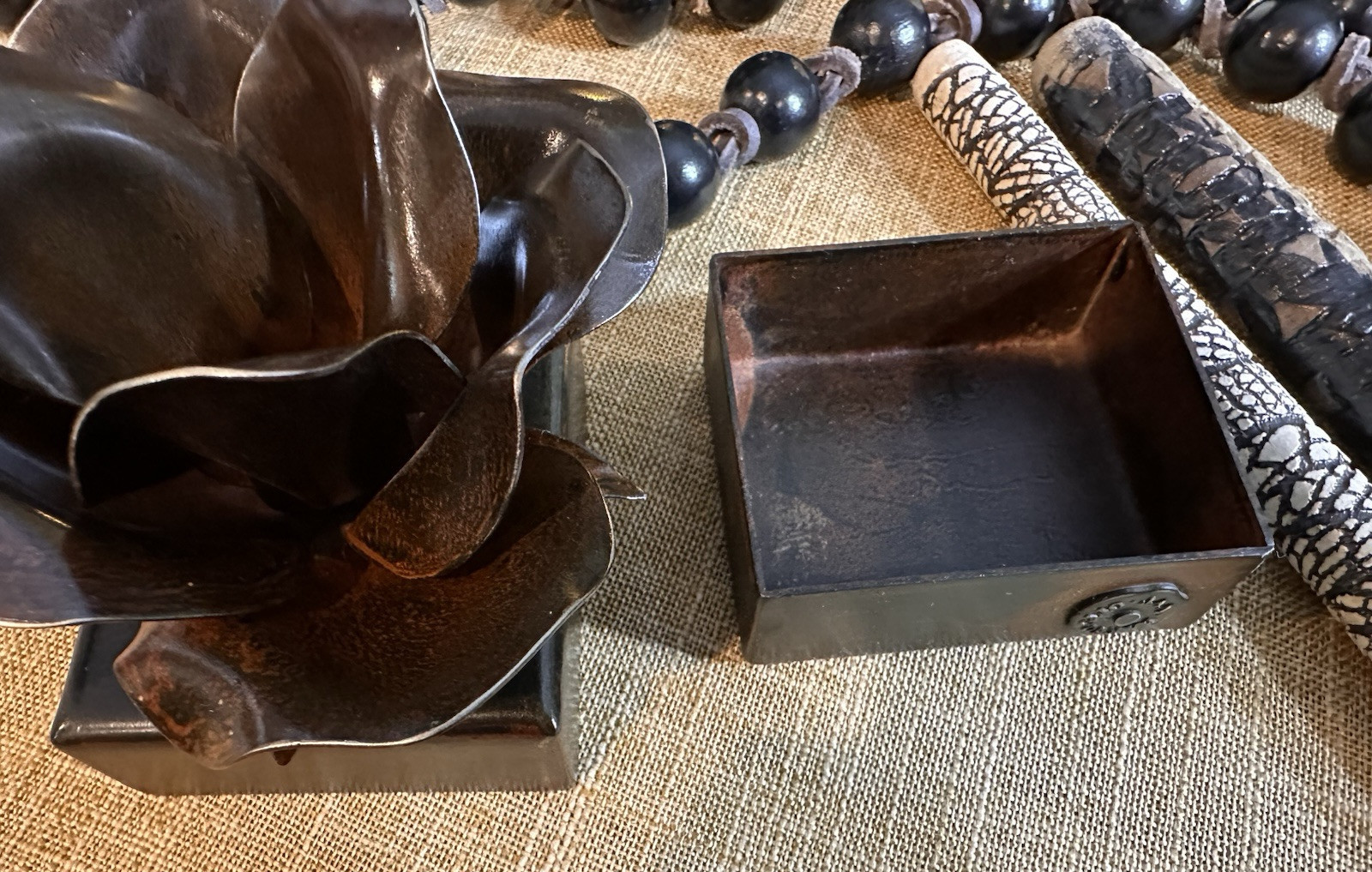 JAN BARBOGLIO iron Box🌹 3"x3.5" ROSE RETIRED Hand Forged Trinket box ...
