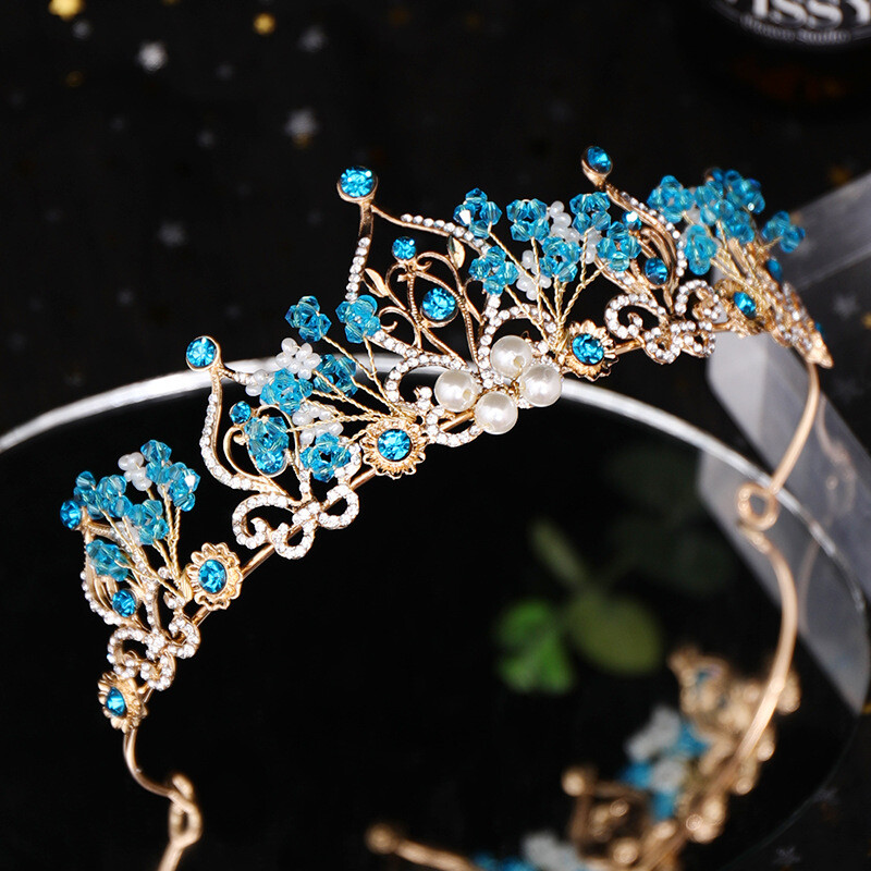 72 Styles Blue Crystal Queen Princess Tiara Crown Wedding Princess For ...