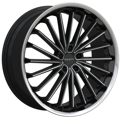(Set-4) Ravetti M14 20x8.5 5X114.3 38mm Black Chrome Lip Wheels Rims 20 ...