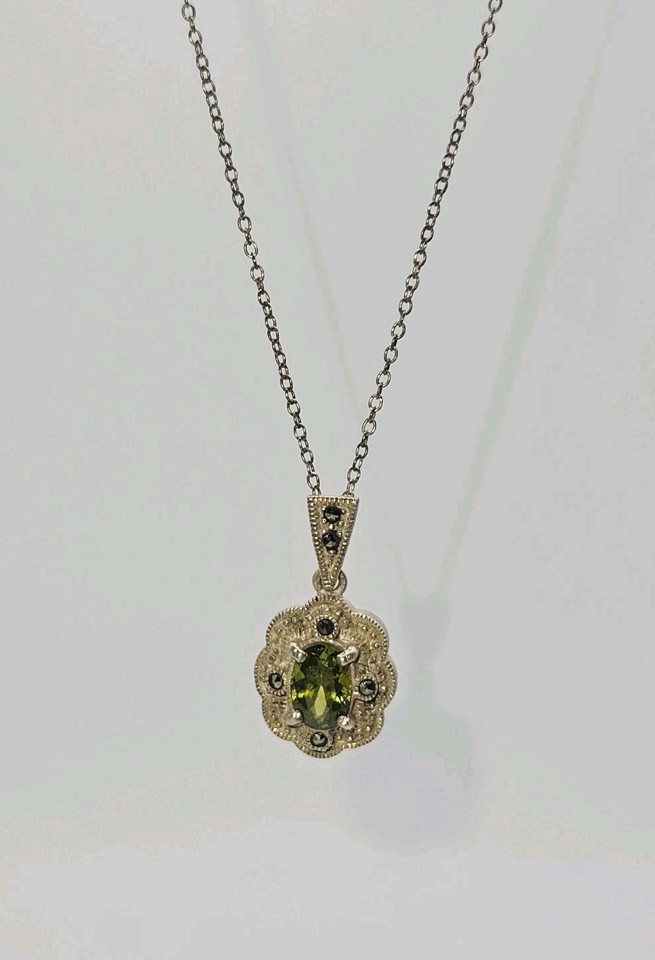 Charles Winston CW Sterling Silver .65 Ct Peridot & Marcasite Pendant ...