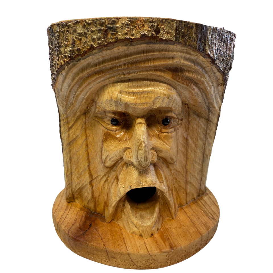 Tree Spirit Birdhouse Wizard rustic Hand Carved Wood Bird house Bali ...