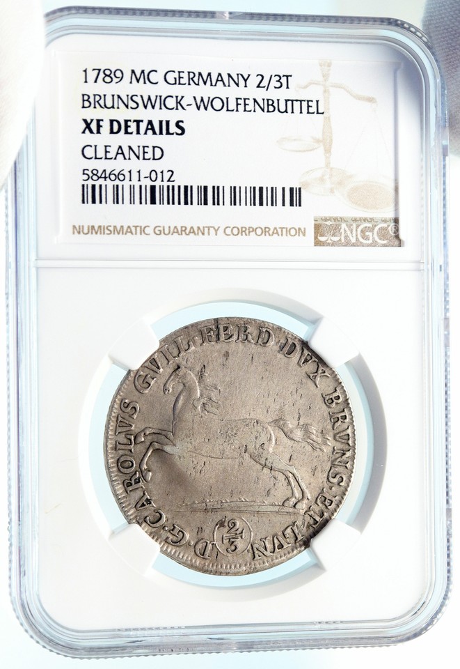 1789 GERMANY German States BRUNSWICK Duke Ferdinand Silver 2/3 T NGC ...