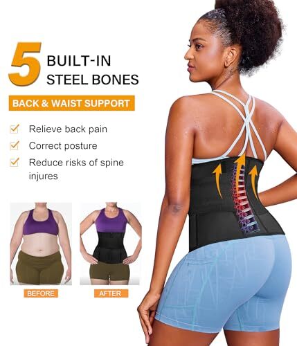 Waist Trainer for Women Belly Fat Sauna Sweat Waist X-Large Black-blue ...