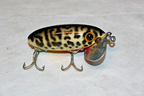 Vintage Fred Arbogast Jitterbug in Coachdog with Yellow Belly Finish 3/ ...
